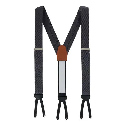 Trafalgar Big & Tall Leyton Diagonal Silk Formal Suspenders - Graphite