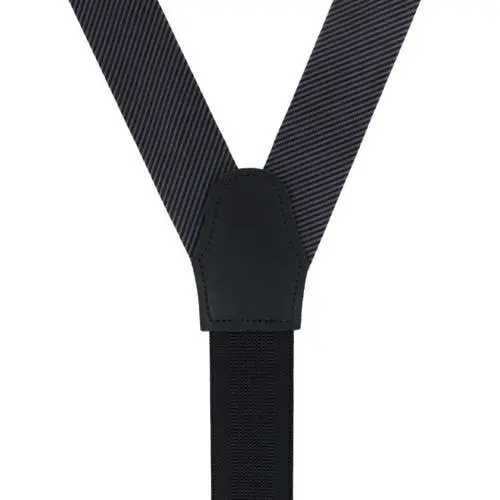 Trafalgar Big & Tall Leyton Diagonal Silk Formal Suspenders - Graphite