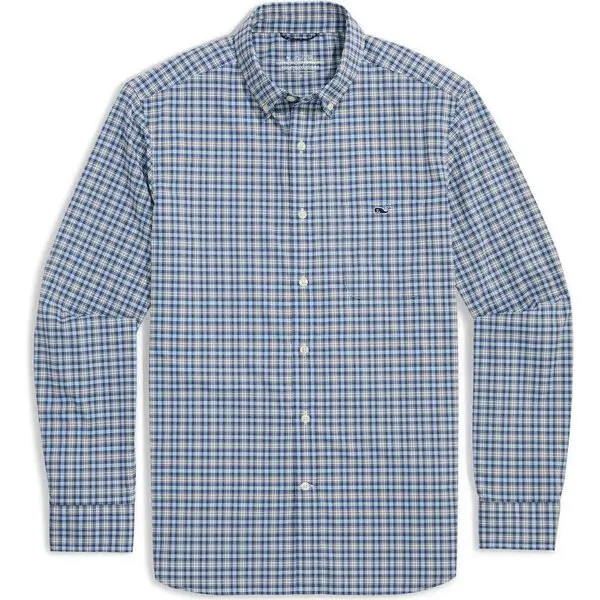 Vineyard Vines Classic Fit On-the-go Performance Plaid Button-down Shirt - Jake Blue Pld
