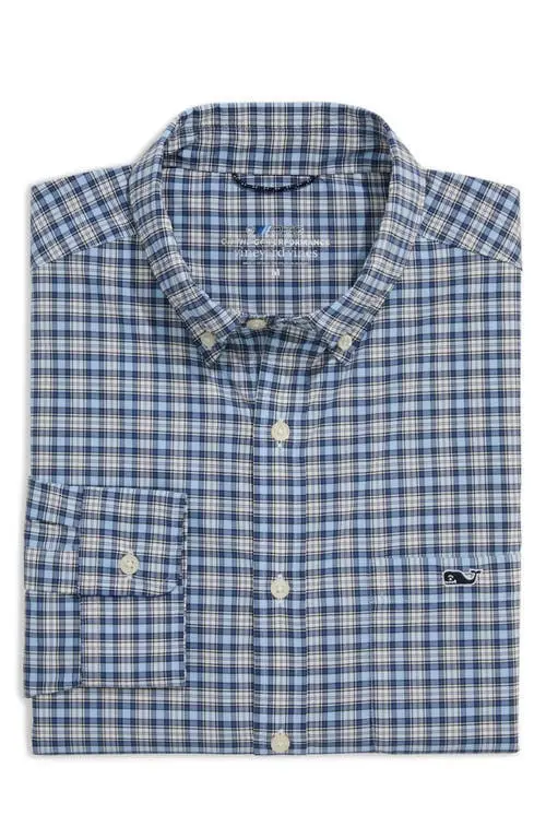 Vineyard Vines Classic Fit On-the-go Performance Plaid Button-down Shirt - Jake Blue Pld