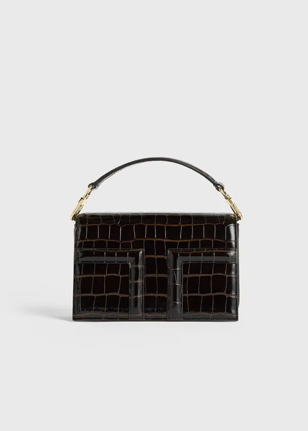 TOTÊME Mini T-flap Croco-embossed Bag - Dark Brown