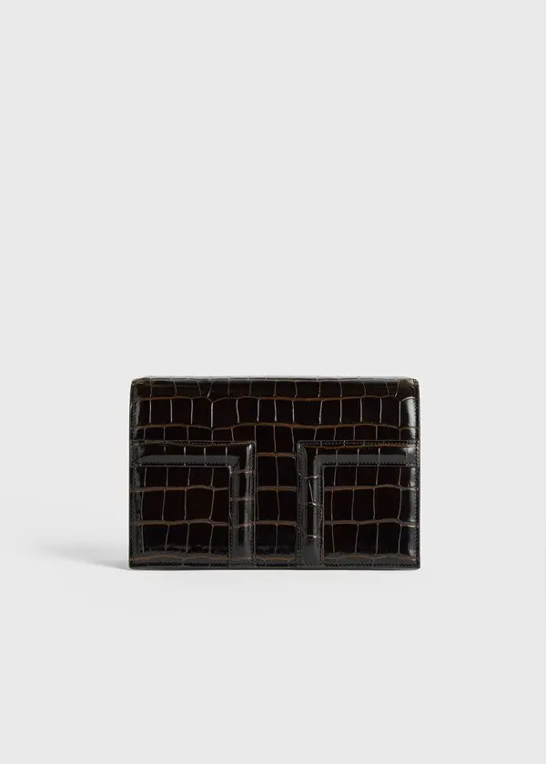 TOTÊME Mini T-flap Croco-embossed Bag - Dark Brown