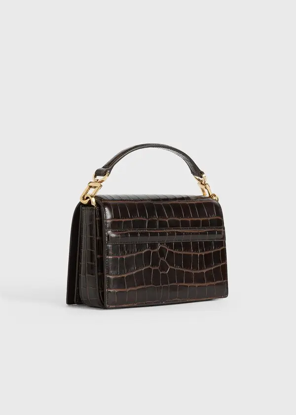 TOTÊME Mini T-flap Croco-embossed Bag - Dark Brown