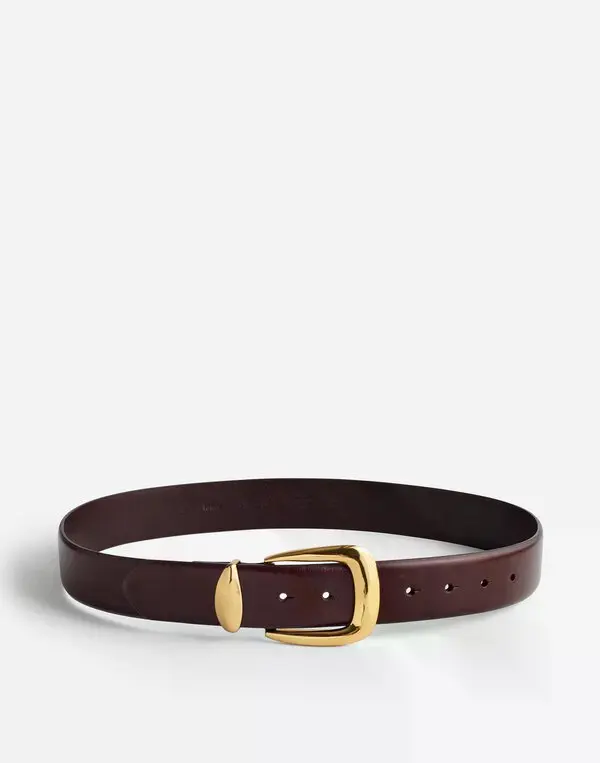 Madewell Chunky Metal Leather Belt - Chocolate Raisin