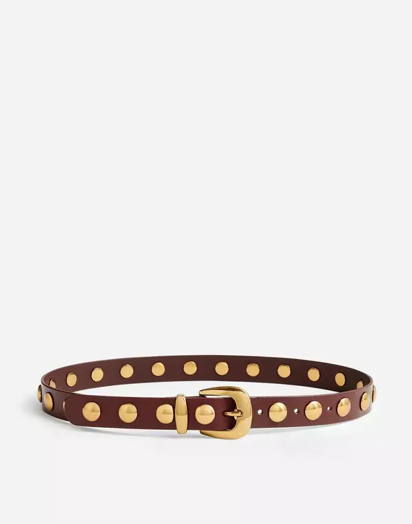 Madewell Studded Western Leather Belt - Soft Mahogany