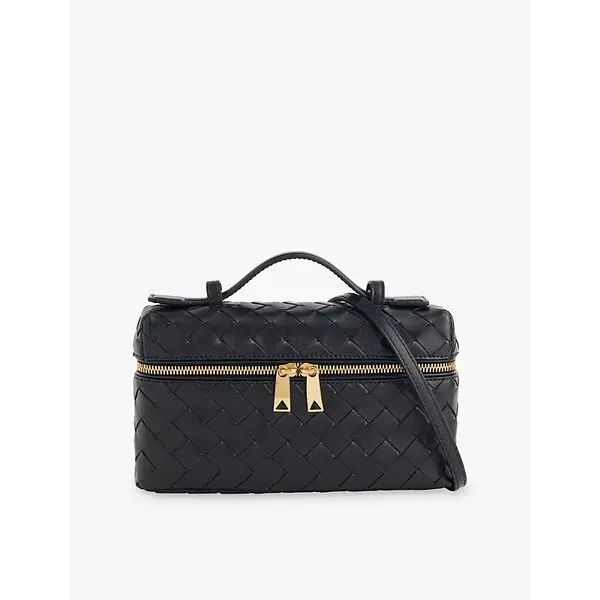 Bottega Veneta Vanity Leather Crossbody Bag - Black-gold
