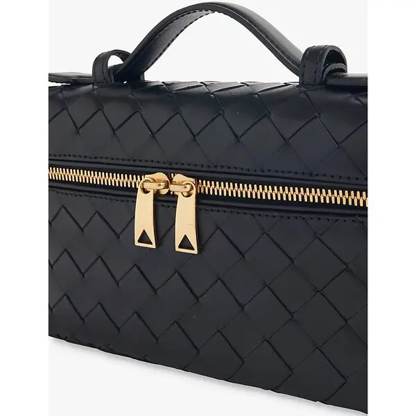 Bottega Veneta Vanity Leather Crossbody Bag - Black-gold