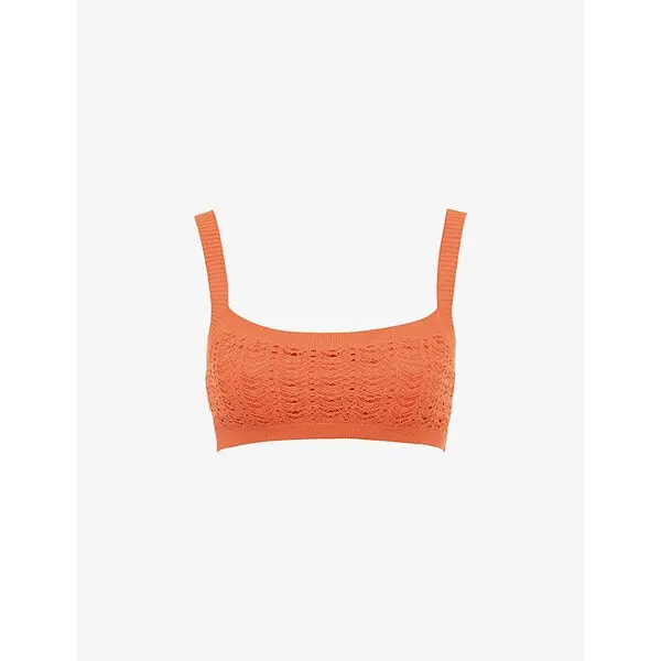 MISTRESS ROCKS Dainty Square-neck Knitted Bralette - Tangerine