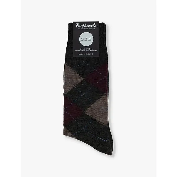 Pantherella Racton Knitted Wool-blend Crew Socks - Charcoal