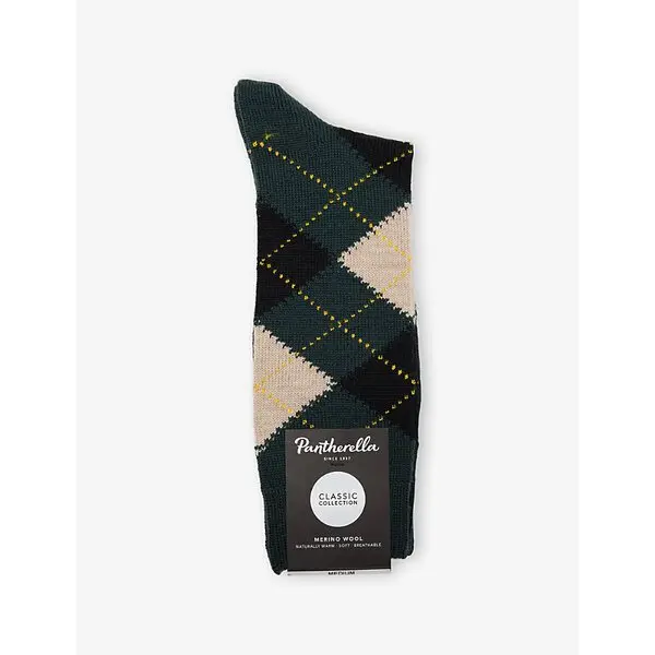 Pantherella Racton Knitted Wool-blend Crew Socks - Racing Green