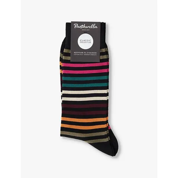 Pantherella Kilburn Stripe Pattern Socks - Black