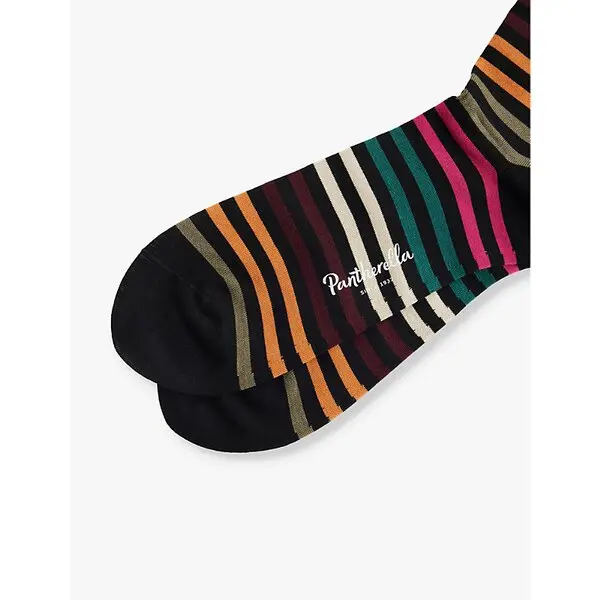 Pantherella Kilburn Stripe Pattern Socks - Black