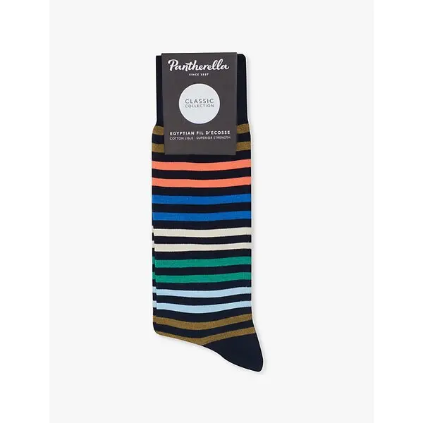Pantherella Kilburn Stripe Pattern Socks - Navy