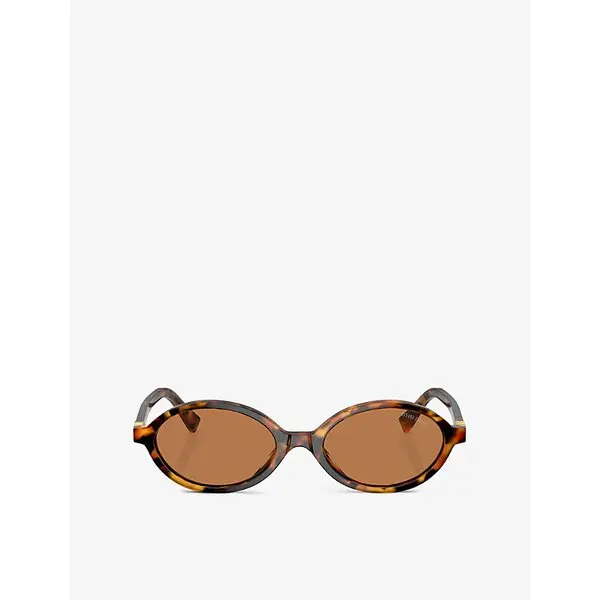 Miu Miu Mu 04zs Oval Sunglasses - Brown
