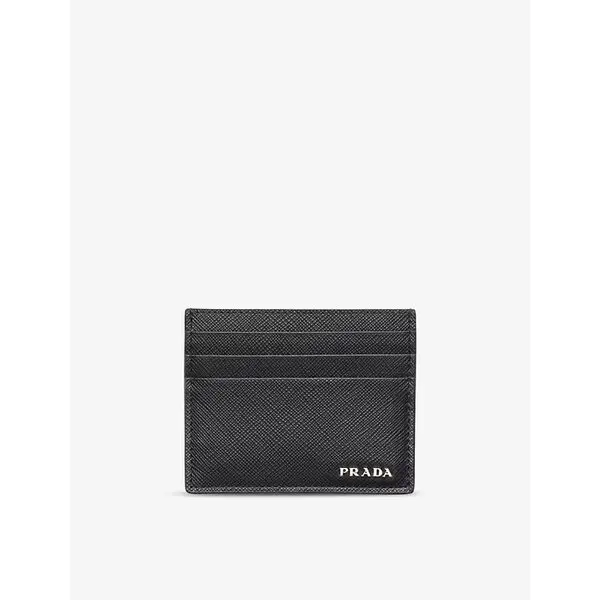 Prada Logo-plaque Saffiano Leather Card Holder - Black