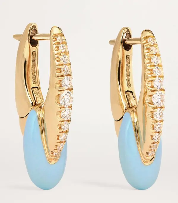 Melissa Kaye Diamond And Enamel Huggie Earrings - Gold