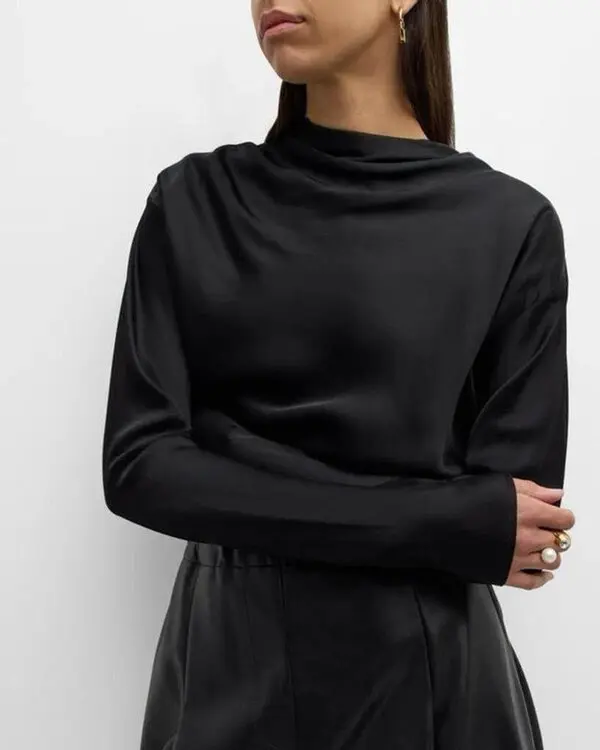 A.L.C. Georgia Cowl-neck Top - Black