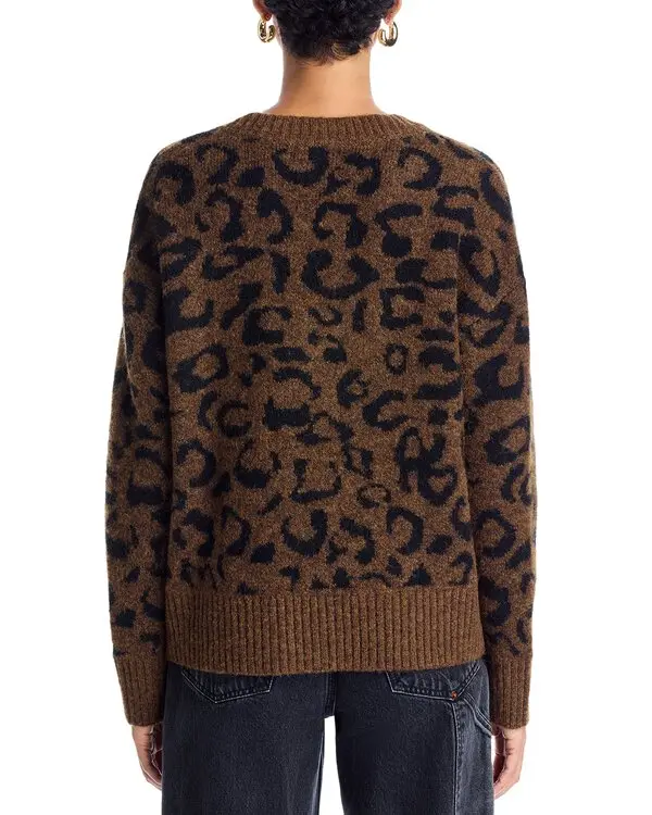 Aqua Leopard Print V-neck Sweater - Bronze