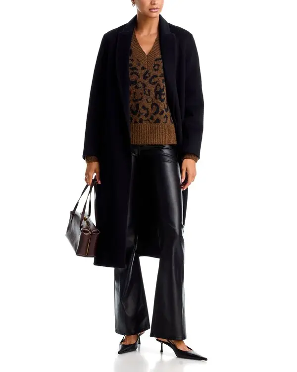 Aqua Leopard Print V-neck Sweater