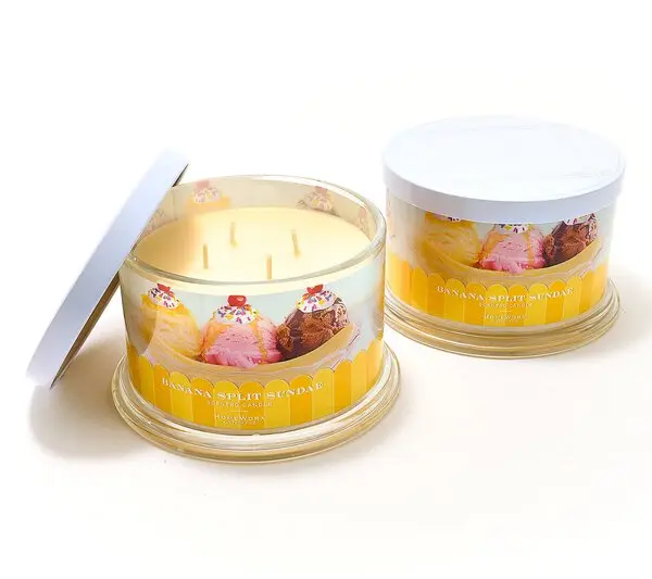 HOMEWORX BY SLATKIN + CO. As Is S/2 Banana Split Candles - One-color