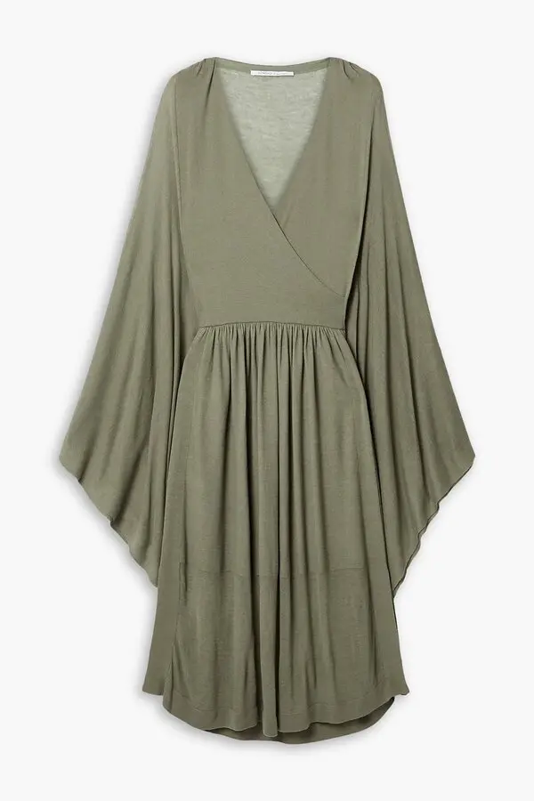 Agnona Wrap-effect Draped Knit Midi Dress