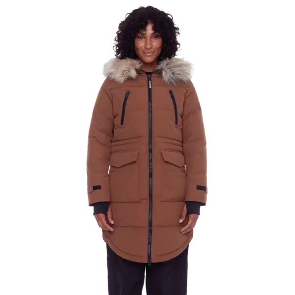 ALPINE NORTH Vegan Down Winter Parka With Removable Faux Fur Trim - Maple