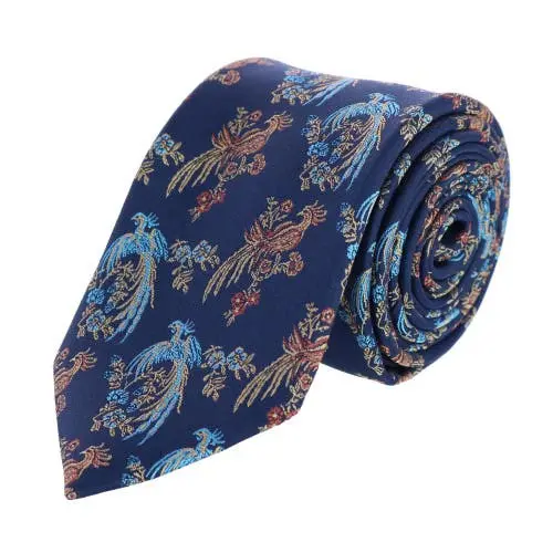 Trafalgar Birds Of Prosperity Printed Necktie - Navy