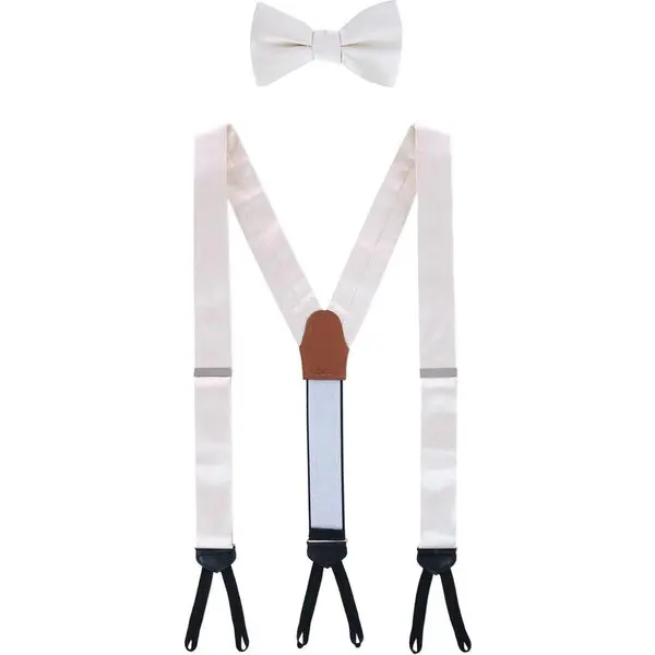 Trafalgar Sutton Silk Brace And Bow Tie Set - Ivory