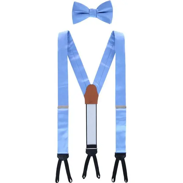 Trafalgar Sutton Silk Brace And Bow Tie Set - Light Blue