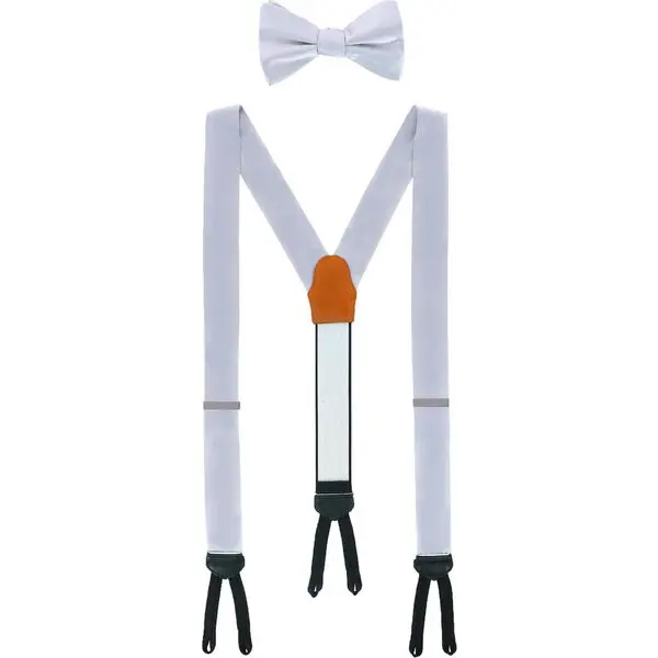 Trafalgar Sutton Silk Brace And Bow Tie Set - Silver