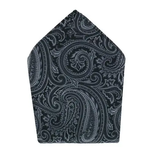 Trafalgar Sobee Paisley Silk Pocket Square - Black