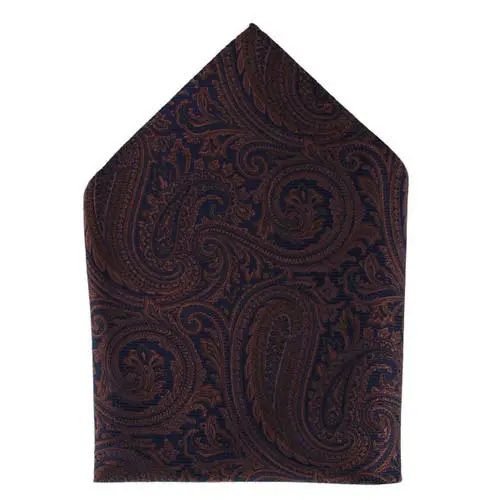 Trafalgar Sobee Paisley Silk Pocket Square - Brown