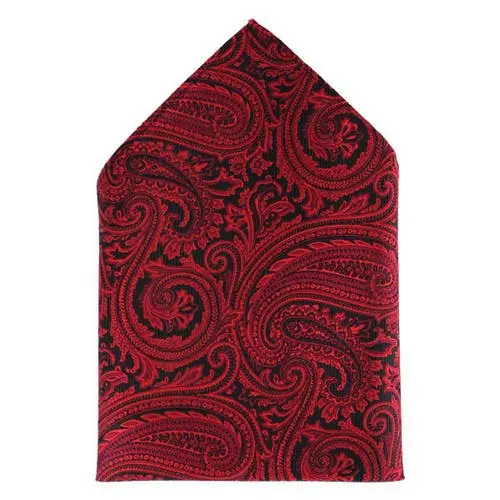 Trafalgar Sobee Paisley Silk Pocket Square - Red