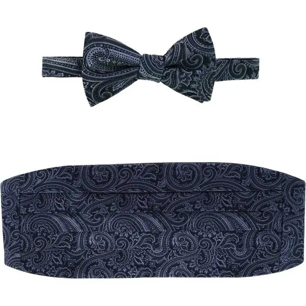 Trafalgar Sobee Paisley Cummerbund And Bow Tie Set - Black