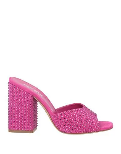 Paris Texas Embellished Suede Slide Sandals With Block Heel - Magenta