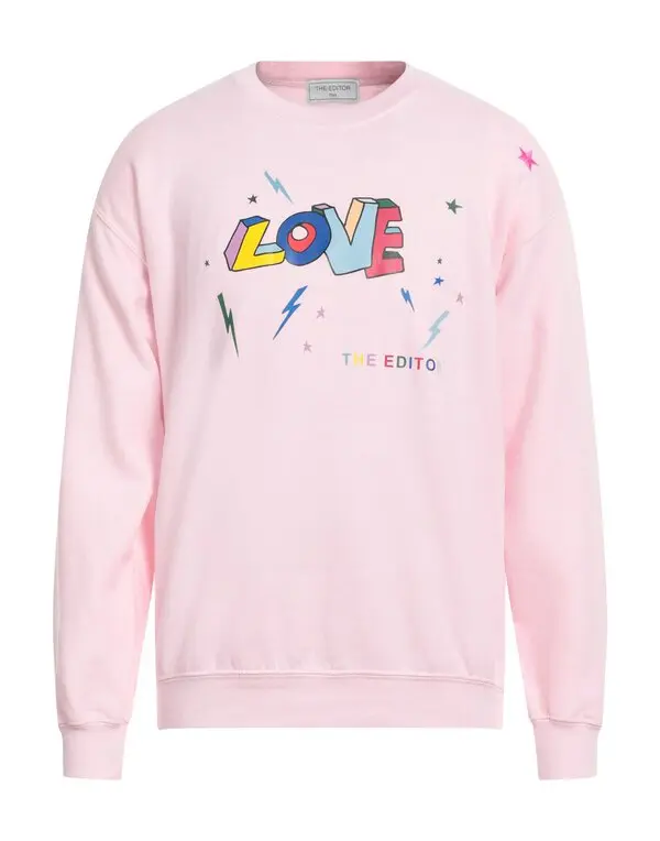 THE EDITOR Printed Fleece Sweatshirt - Pink