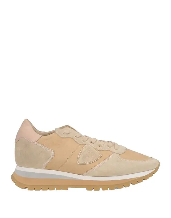 Philippe Model Low-top Sneakers In Suede And Textile Fibers - Beige