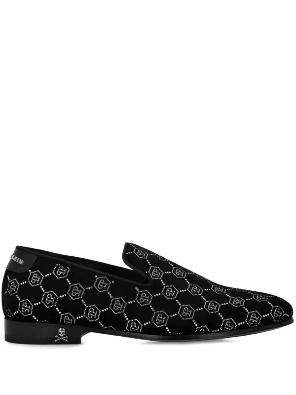 Philipp Plein Velvet Loafers With Strass Monogram