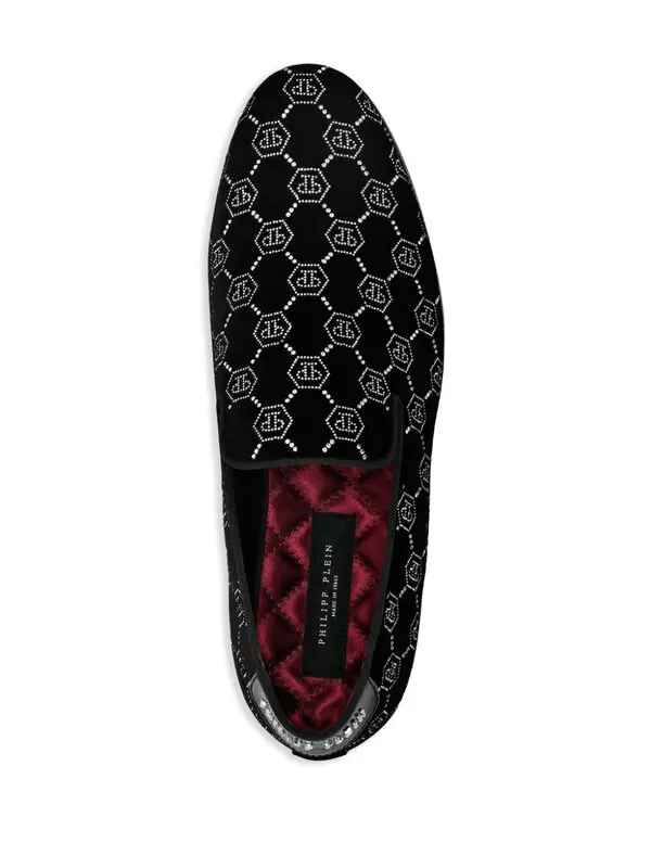 Philipp Plein Velvet Loafers With Strass Monogram
