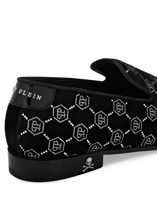 Philipp Plein Velvet Loafers With Strass Monogram