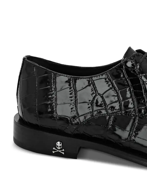 Philipp Plein Crocodile-embossed Leather Derby Shoes