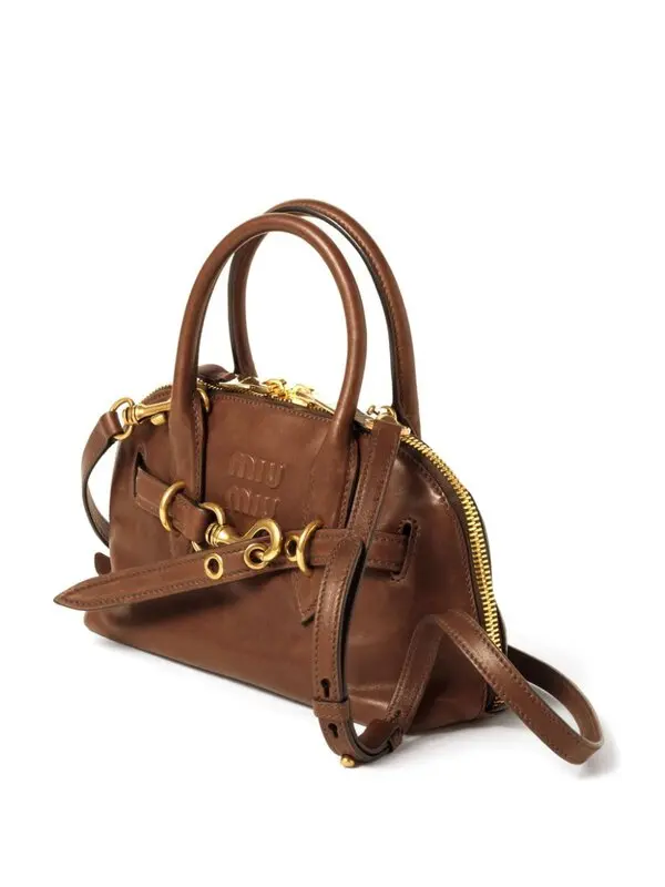 Miu Miu Aventure Leather Shoulder Bag - Brown