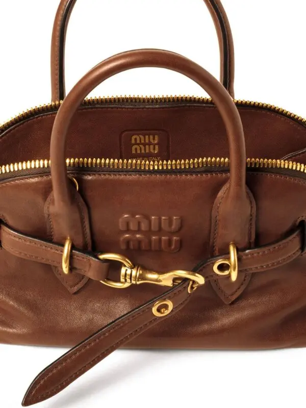 Miu Miu Aventure Leather Shoulder Bag - Brown