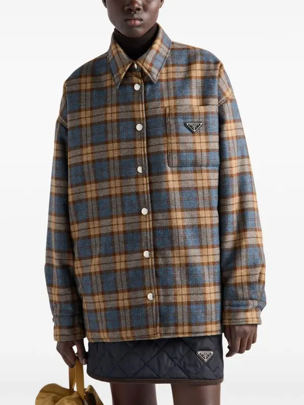 Prada Checked Wool-twill Lumberjack Jacket - Brown | Editorialist