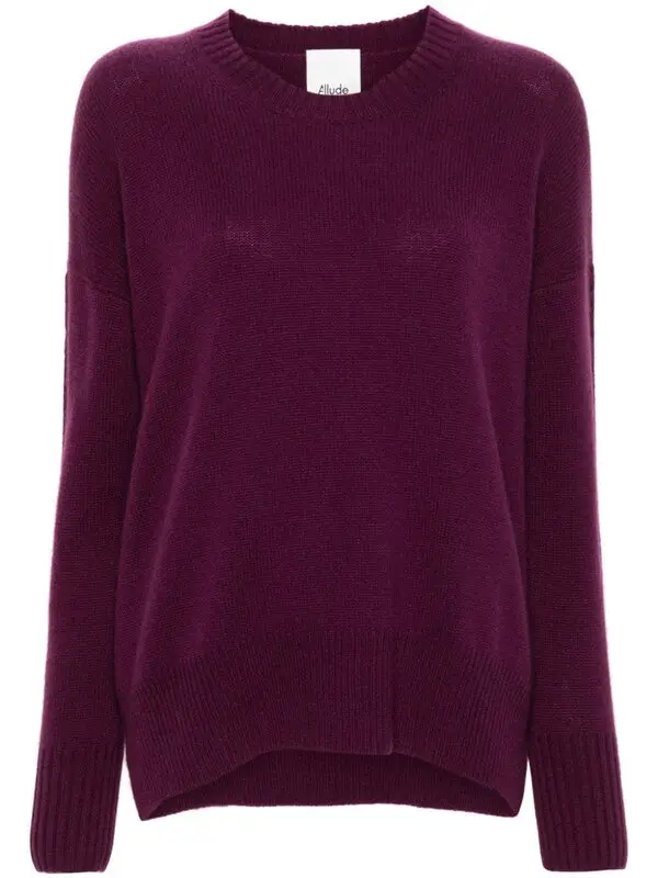 ALLUDE Ribbed-trim Crew-neck Sweater
