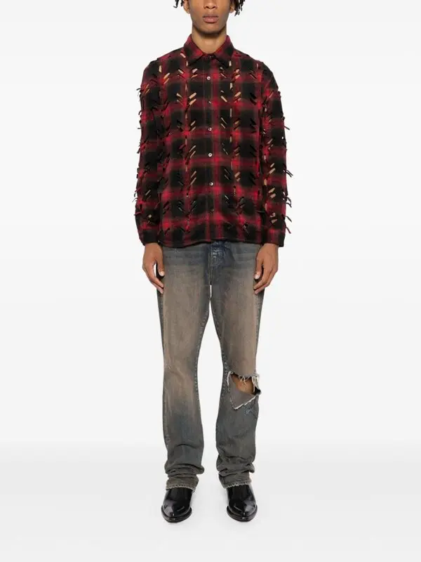 JUNTAE KIM Laser-slashed Shirt - Red