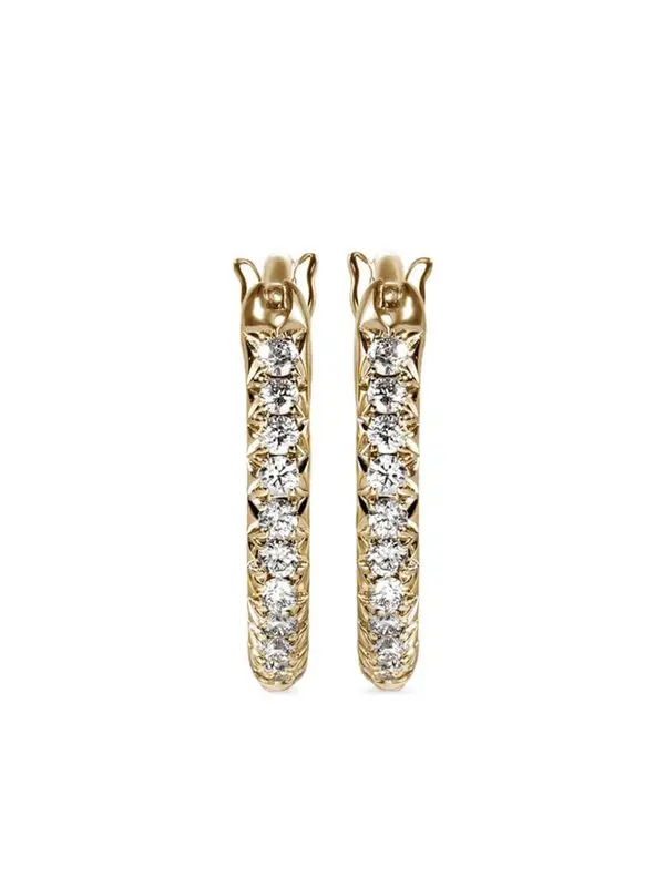 John Hardy 14kt Yellow Essential Diamond Hoop Earrings - Gold