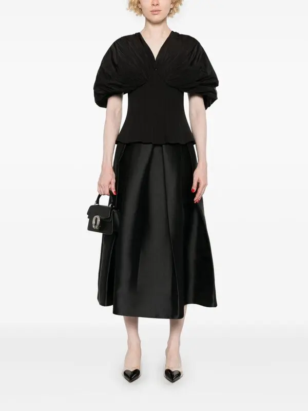 RHEA COSTA Ruched Taffeta Top