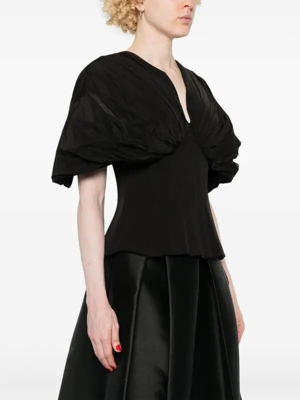 RHEA COSTA Ruched Taffeta Top