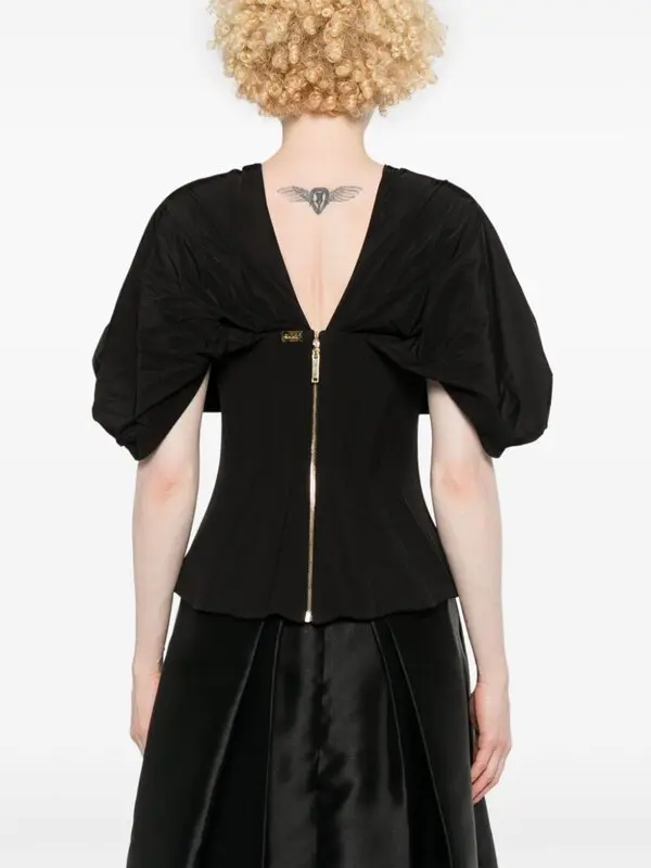 RHEA COSTA Ruched Taffeta Top